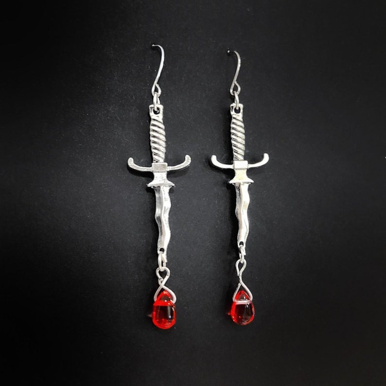 Dagger Blood Drop Earrings - Etsy