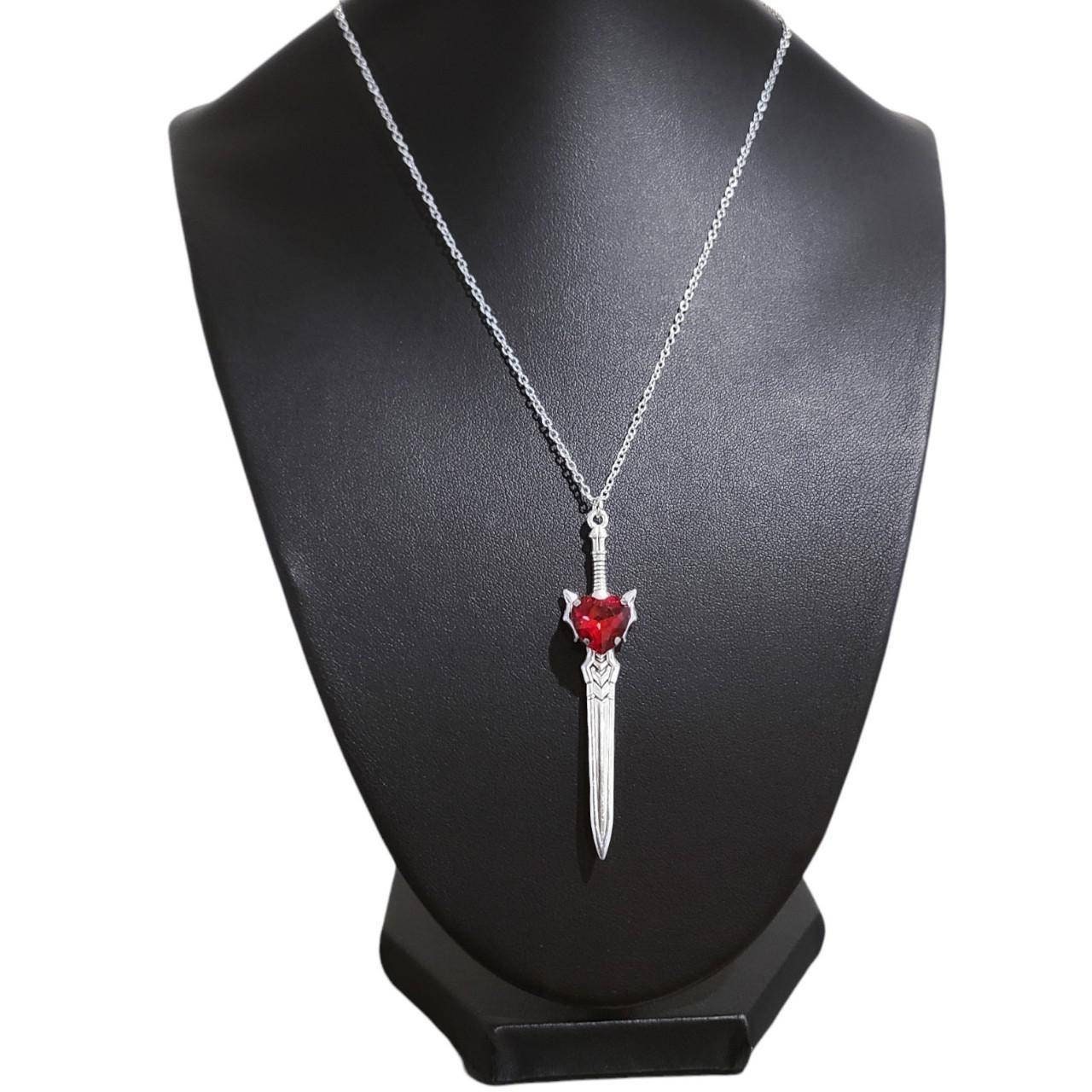 Silver/red Crystal Heart Sword Necklace 007 - Etsy
