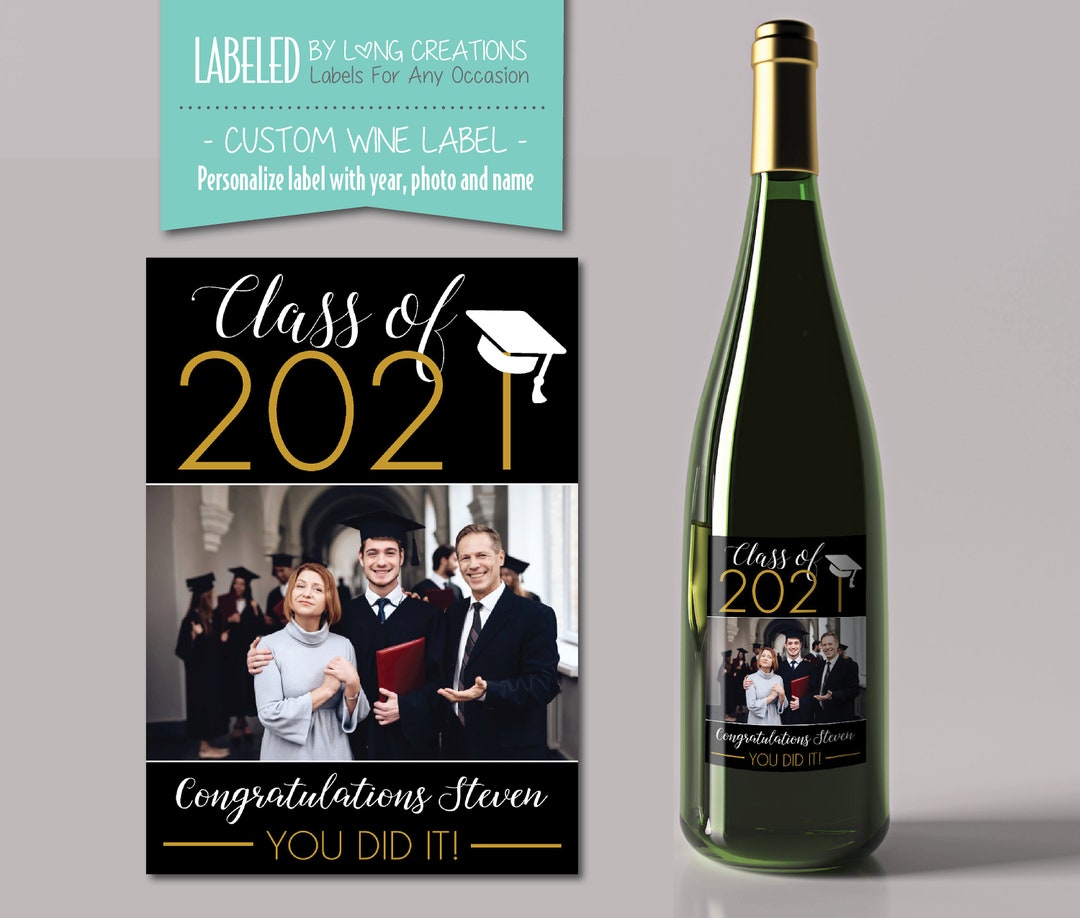Custom Graduation Wine Label Personalized Photo Wine Label - Etsy