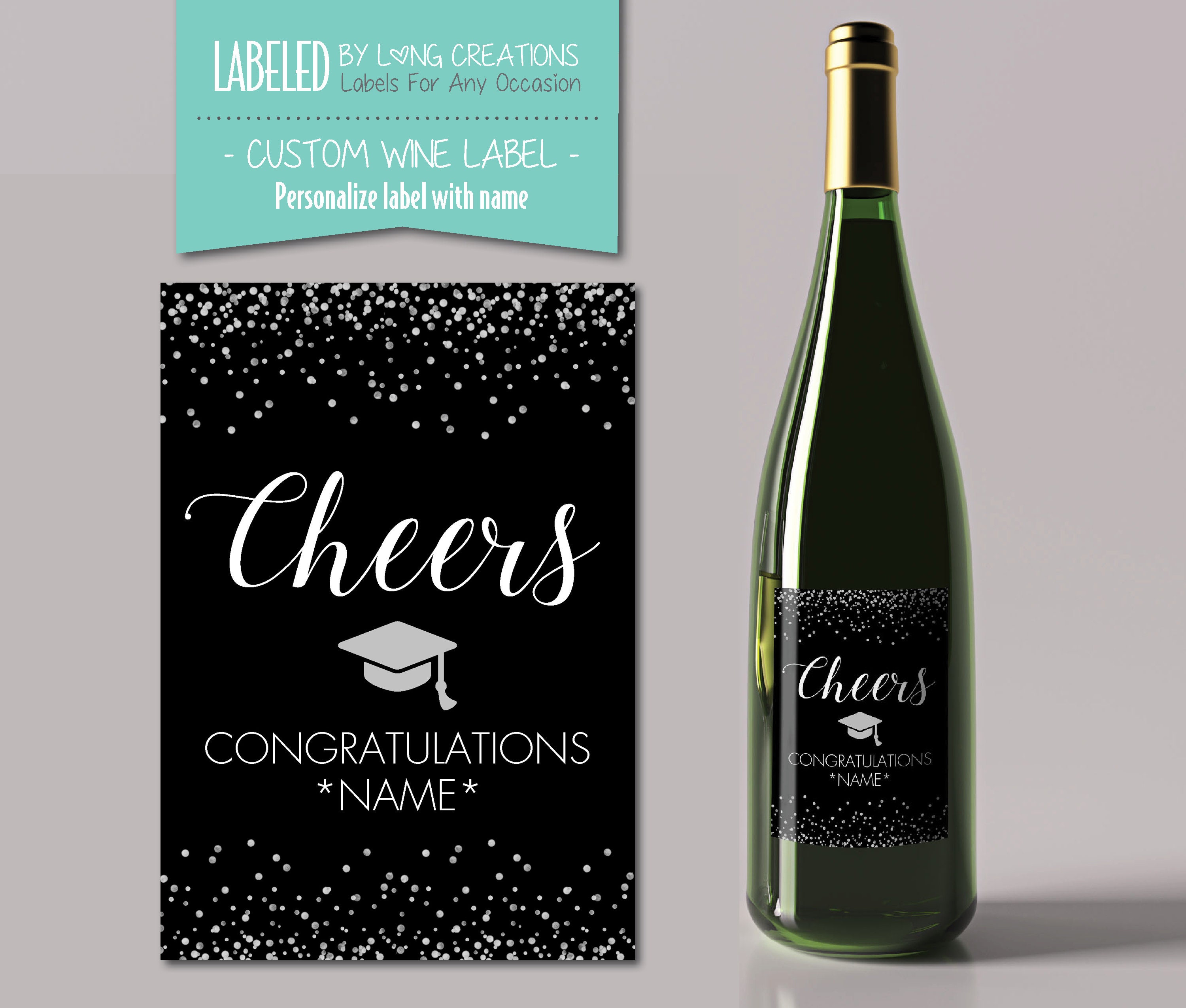 Graduation Wine Label Gift for Graduate Custom cheers wine | Etsy