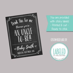 Uncle to Be Beer Label New Uncle / Uncle Gift Pregnancy Reveal Baby ...
