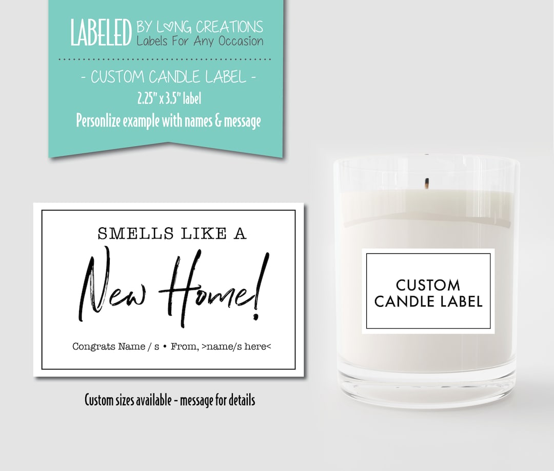 Candle Label for New Home, Personalized New Home Gift, Custom Candle ...