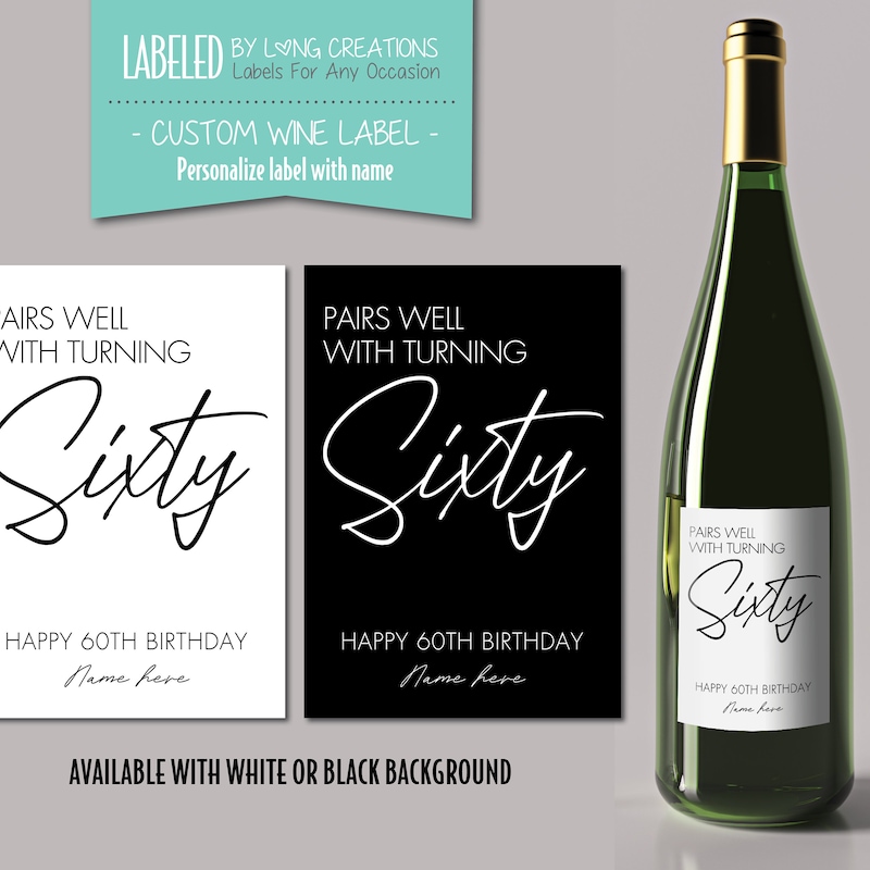 60th Birthday Wine Bottle Labels - Etsy