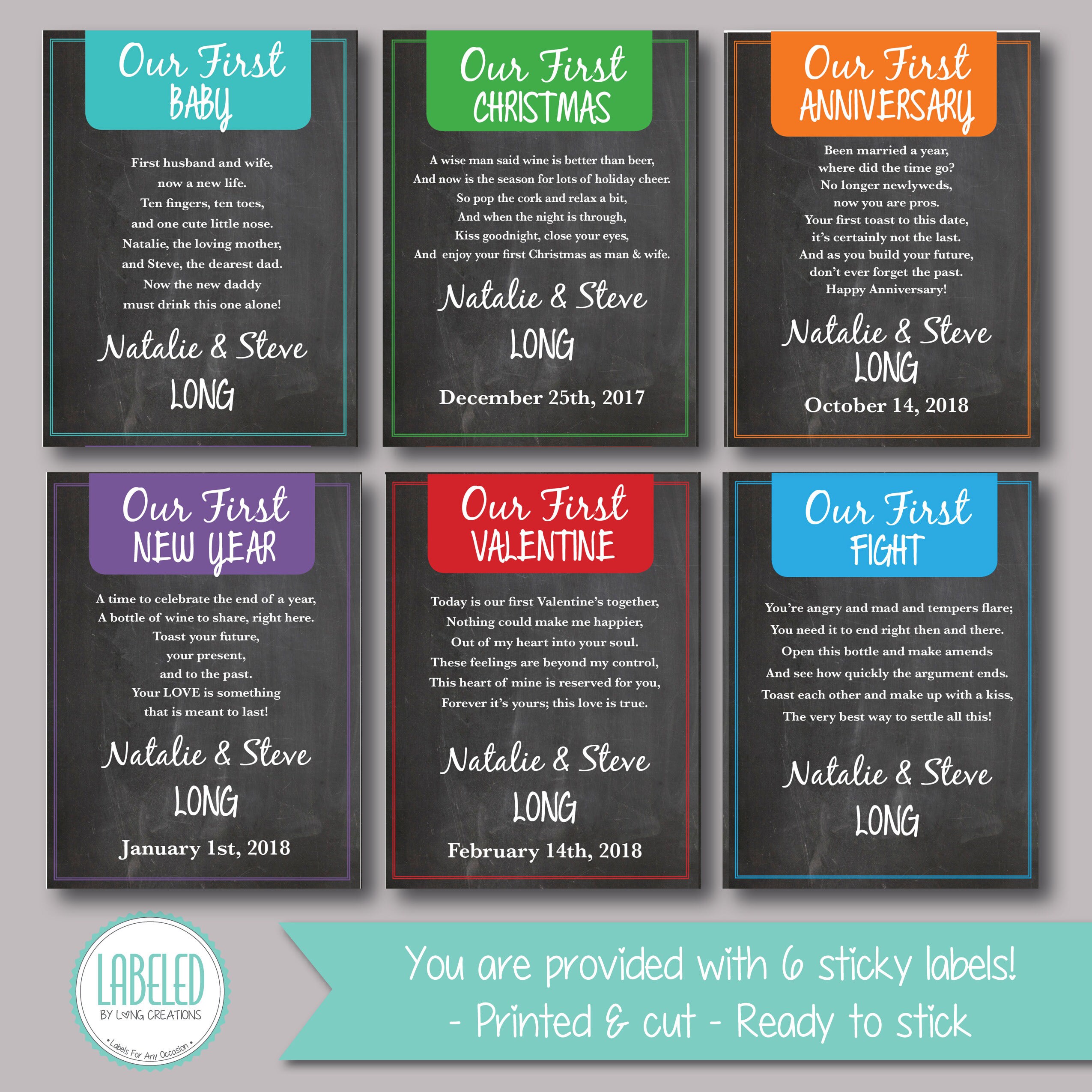 Wedding wine labels wedding gift milestone labels custom | Etsy