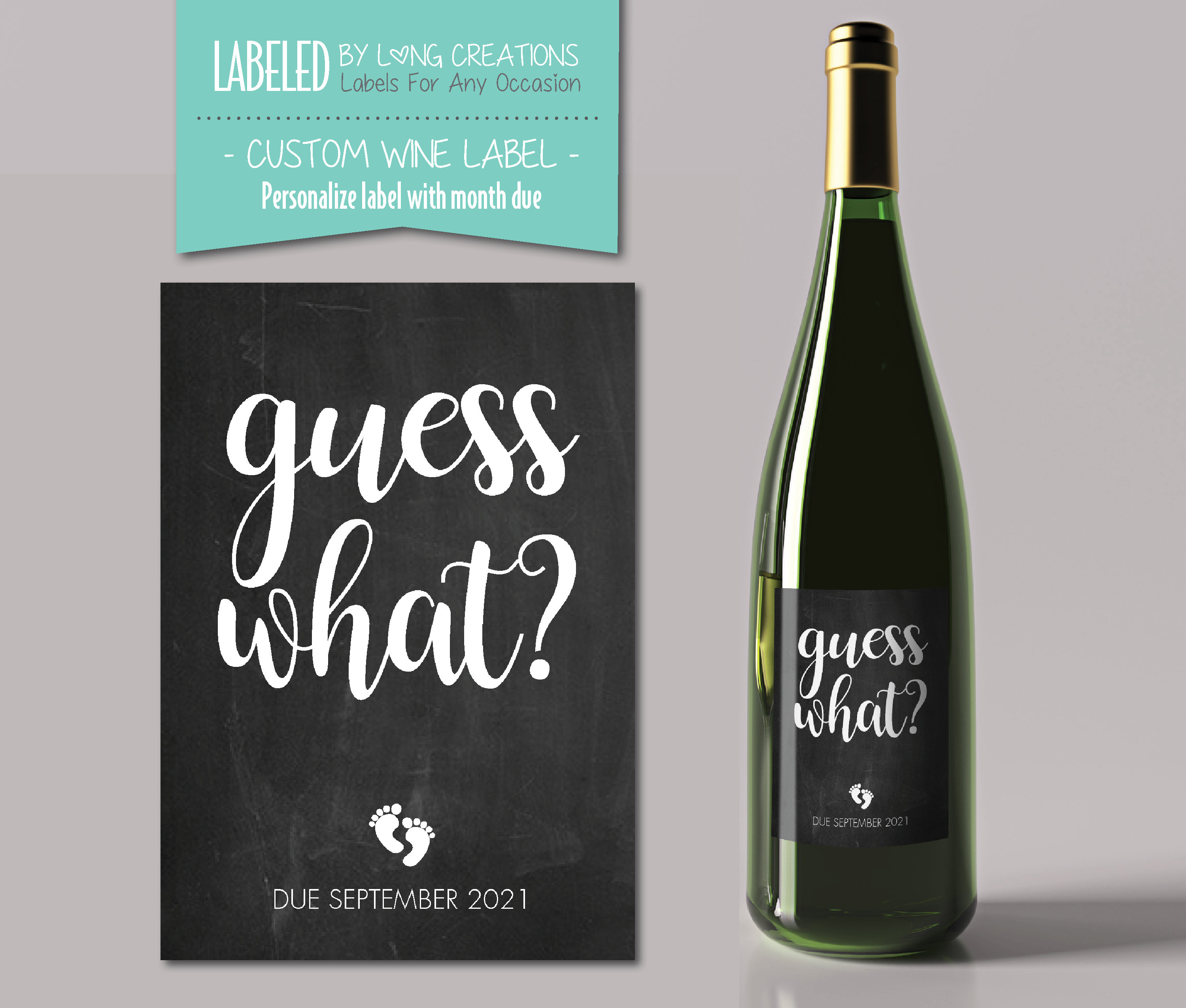 Pregnancy announcement wine bottle label announcing | Etsy
