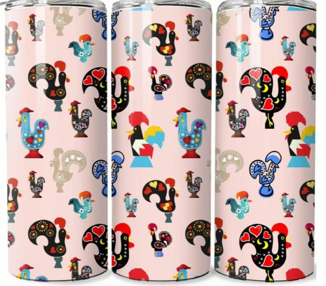 Portuguese Rooster Design, Galo De Barcelos Tumbler Wrap, 20oz Skinny ...
