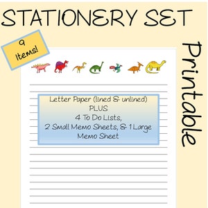 Dinosaurs Printable Stationery Set + to Do Lists & Memo Sheets (9 Items ...