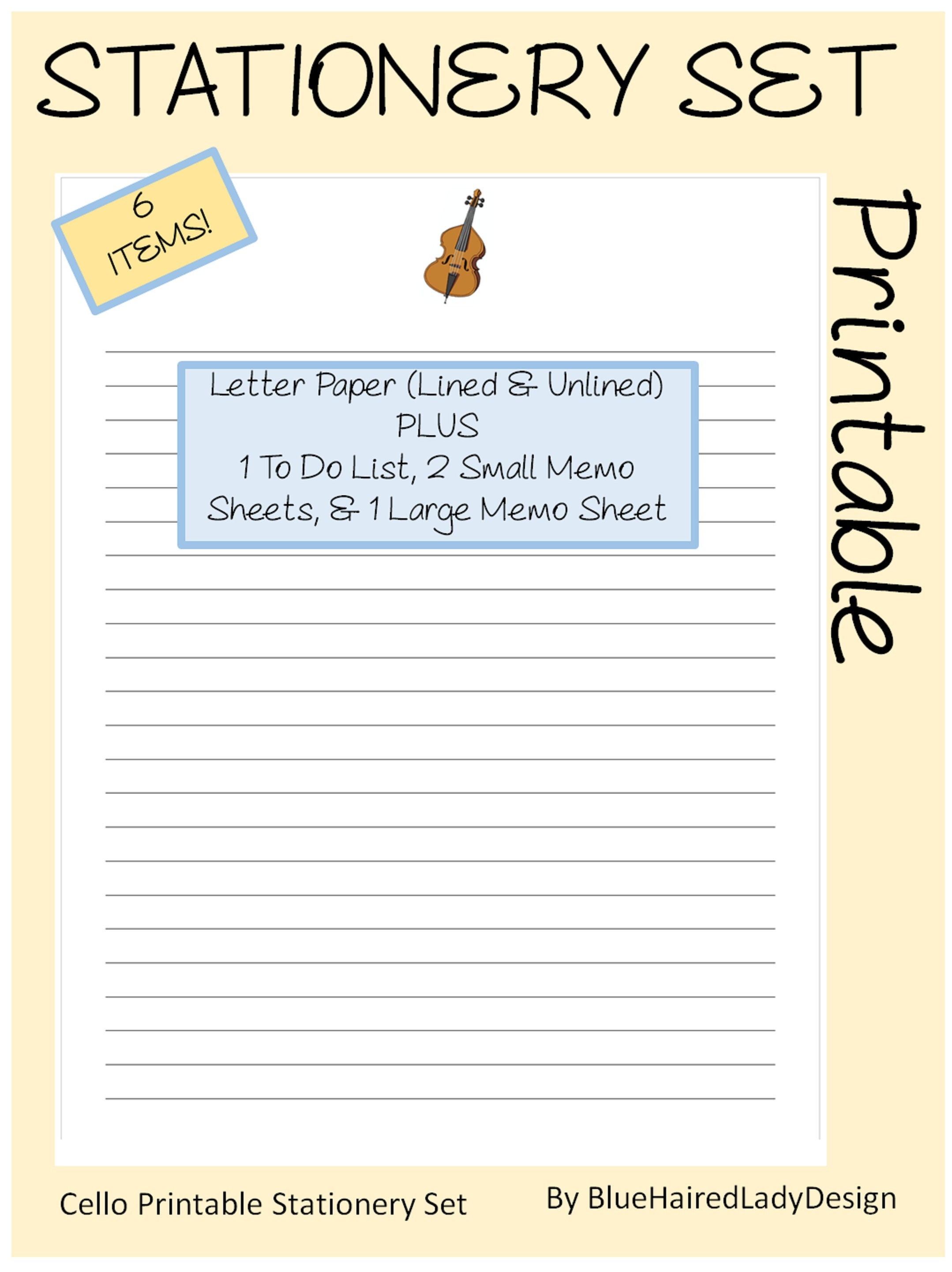 CELLO Printable Stationery Paper Set to Do List & Memo - Etsy