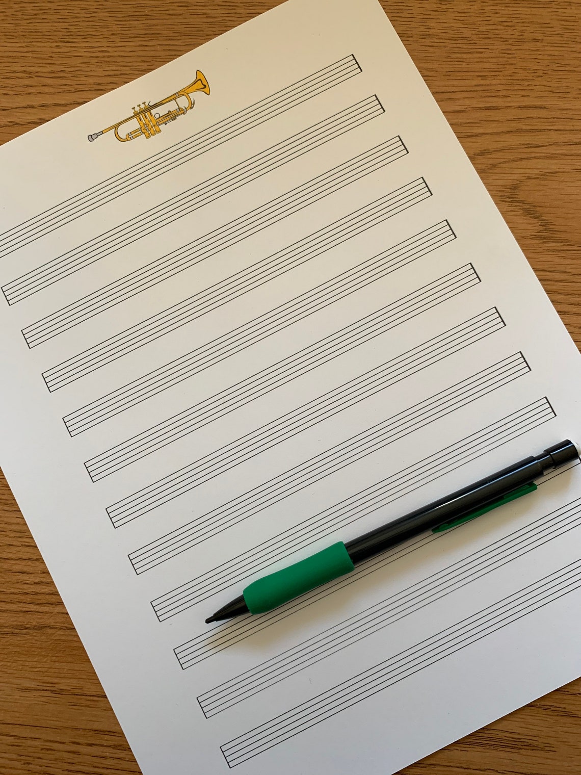 TRUMPET Printable Sheet Music Paper | Instant Download | Blank Staff ...
