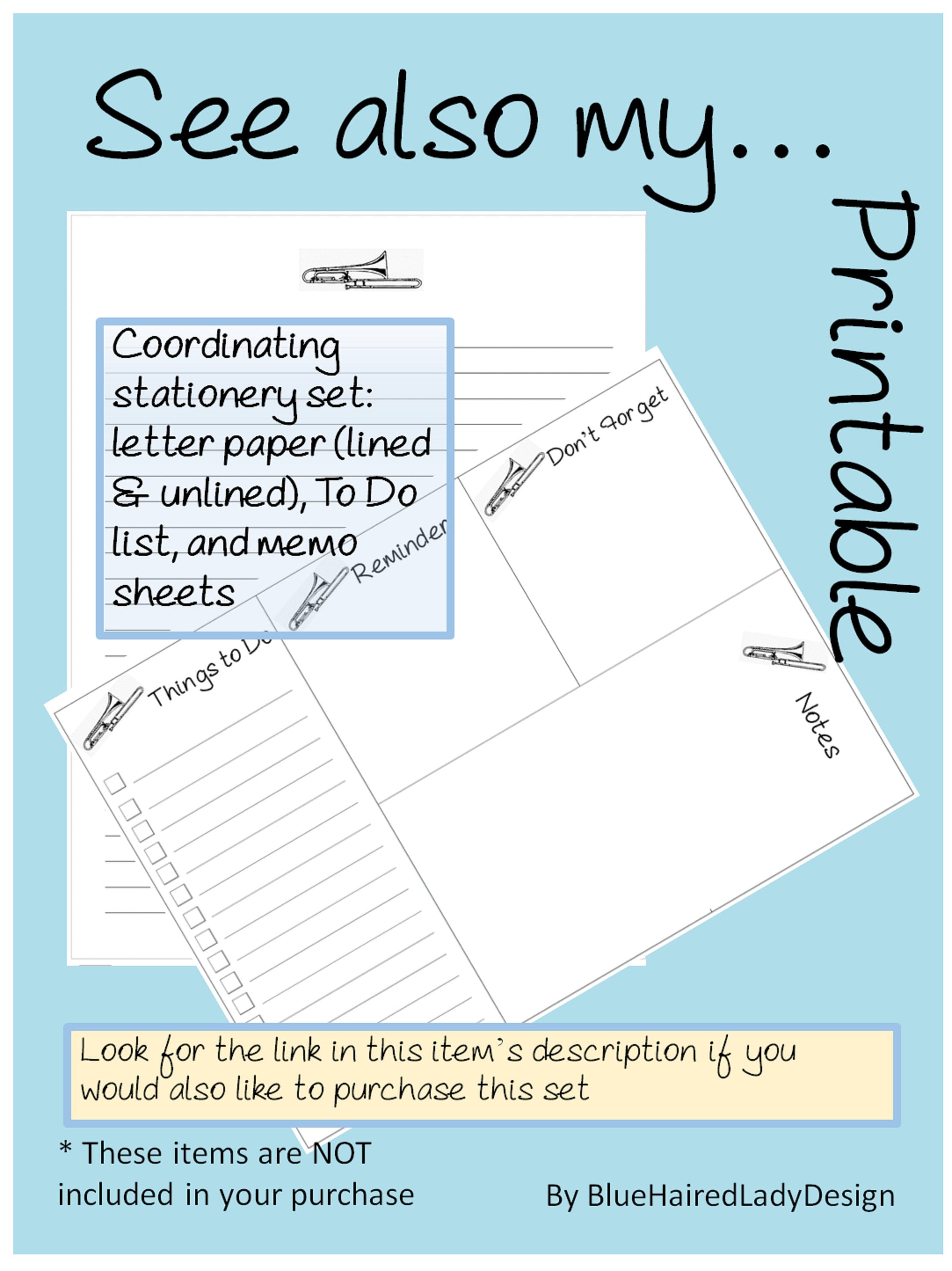 TROMBONE Printable Sheet Music Paper | Instant Download | Blank Staff ...