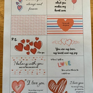 Printable LOVENOTES Mini Cards, Set of 10, Mini Cards, I Love You Card ...