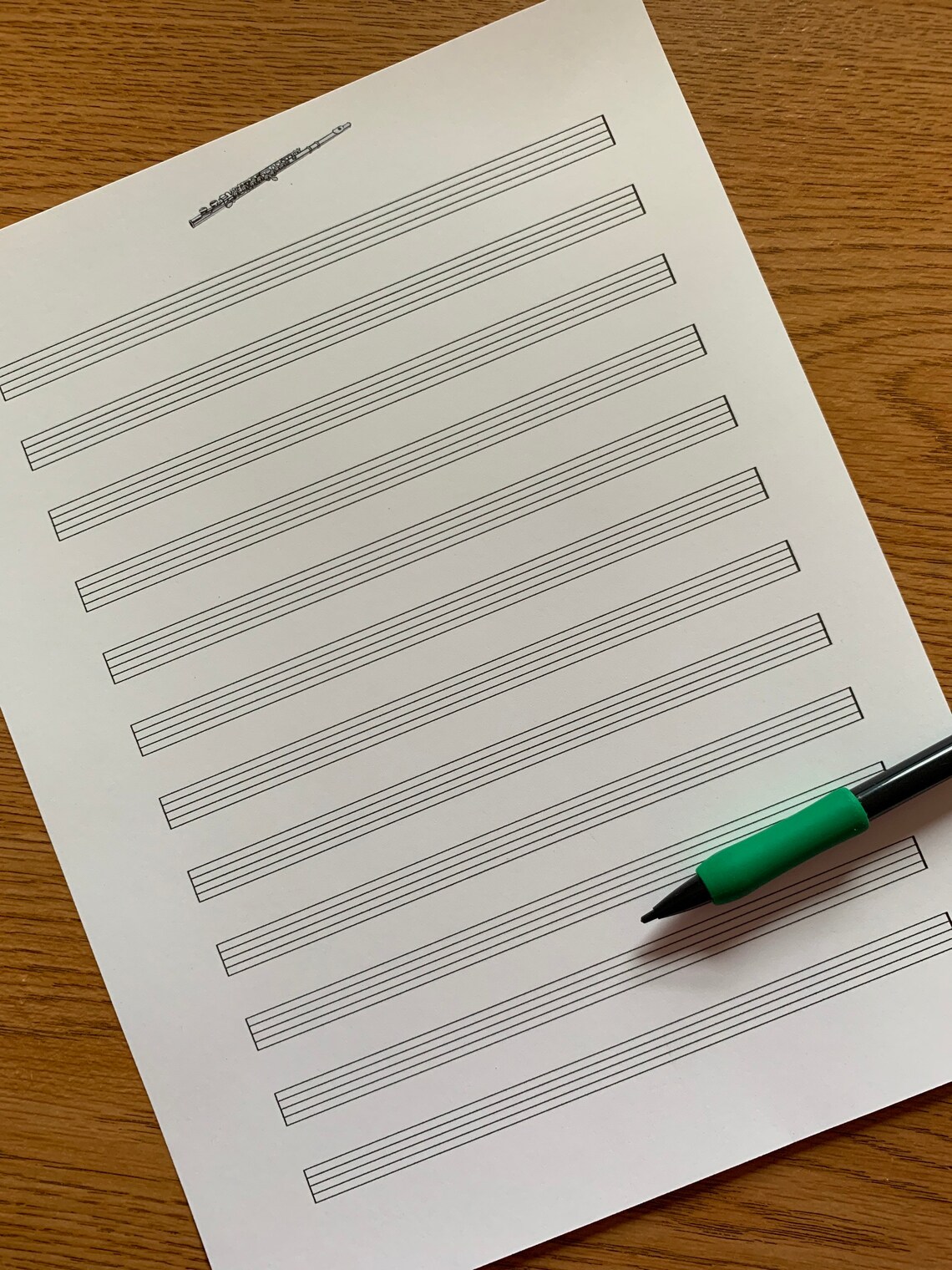 FLUTE Printable Sheet Music Paper | Instant Download | Blank Staff ...