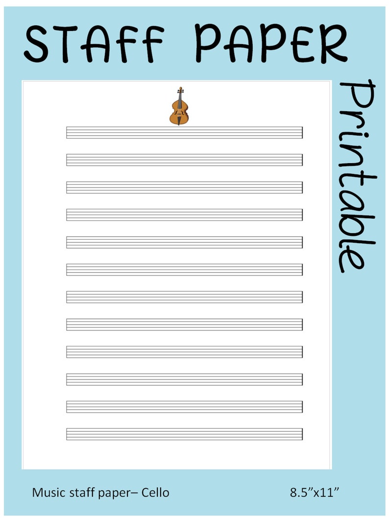 CELLO Printable Sheet Music Paper | Instant Download | Blank Staff ...