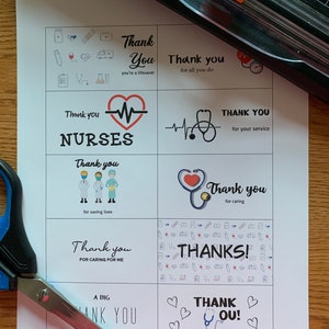 Printable NURSE Thank You Cards, Set of 10, Mini Cards, Instant ...