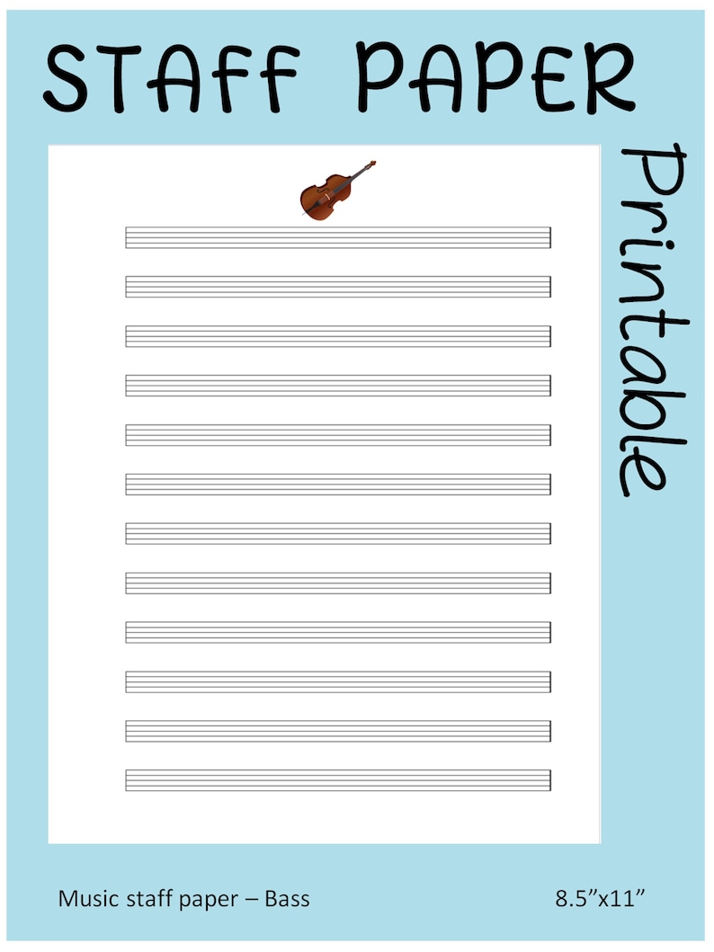 Double Bass Printable Sheet Music Paper | Instant Download | Blank ...