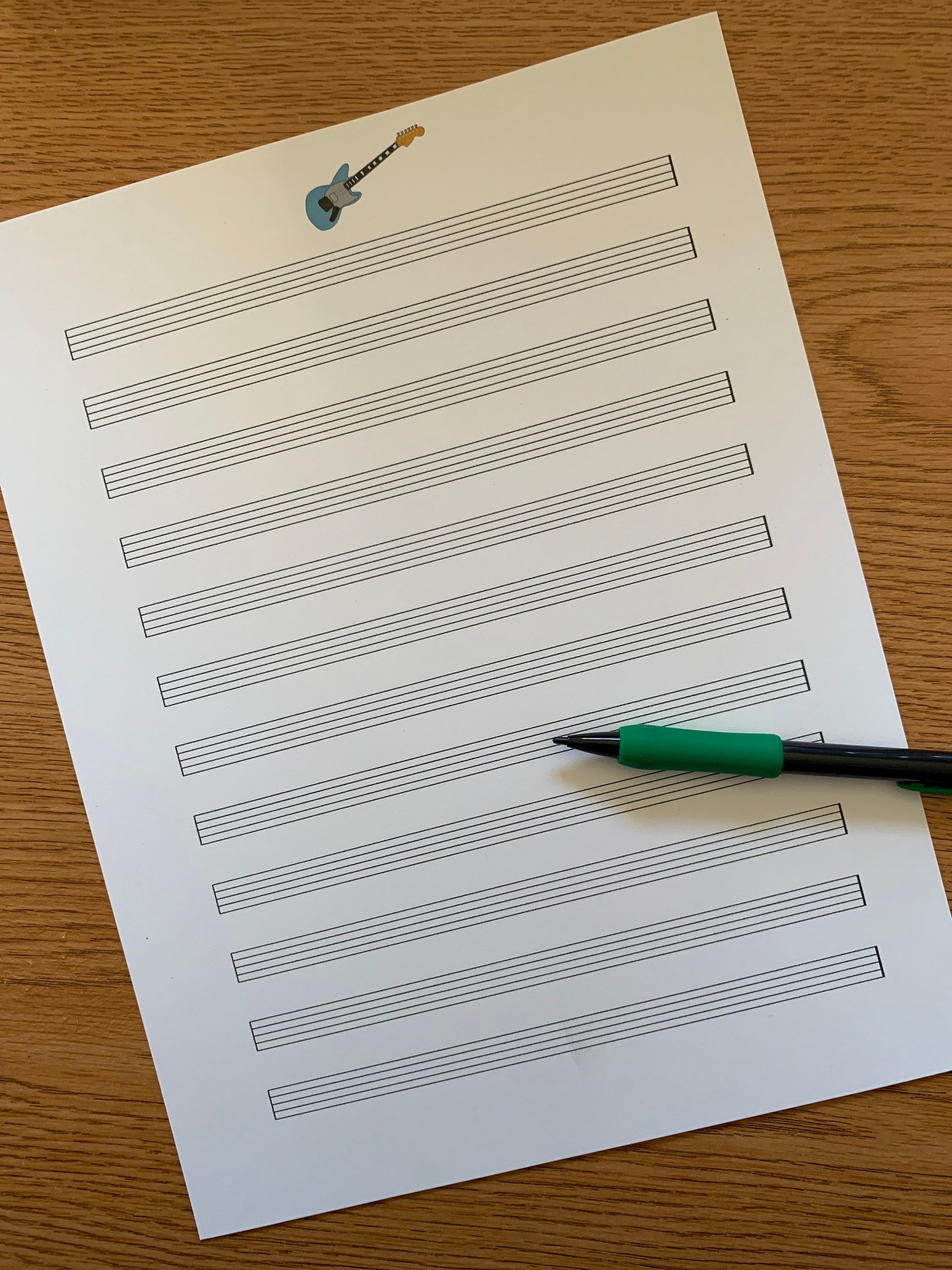 FENDER GUITAR Printable Sheet Music Paper | Instant Download | Blank ...