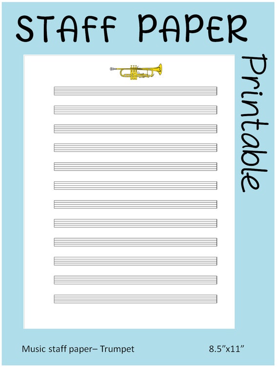 TRUMPET Printable Sheet Music Paper Instant Download Blank | Etsy