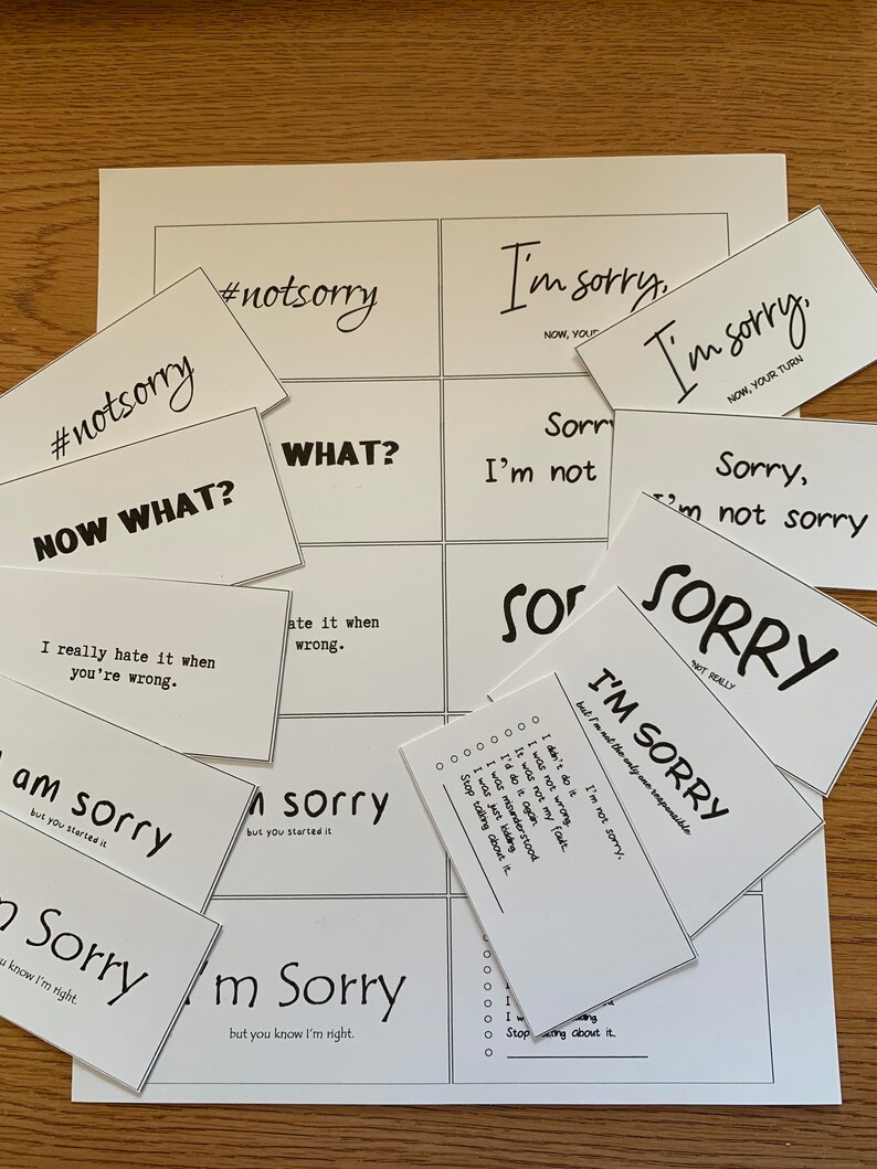 Printable Non Apology Mini Cards Set of 10 Instant Download - Etsy