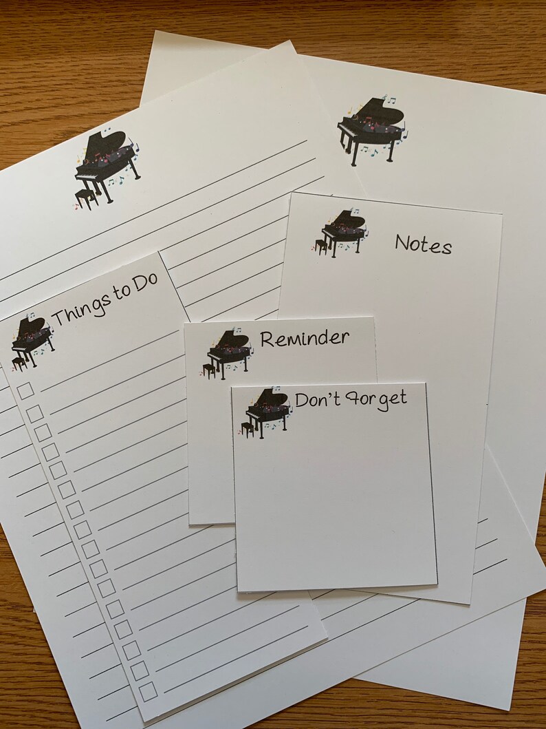 PIANO Printable Stationery Paper Set + to Do List & Memo Sheets (6 ...