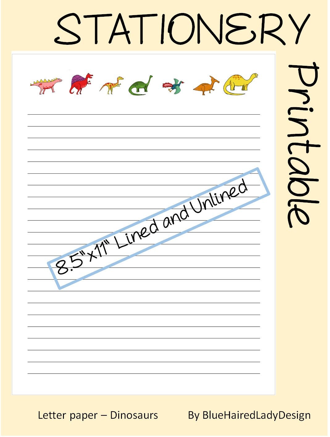 Dinosaurs Printable Stationery Set to Do Lists & Memo Sheets 9 Items ...