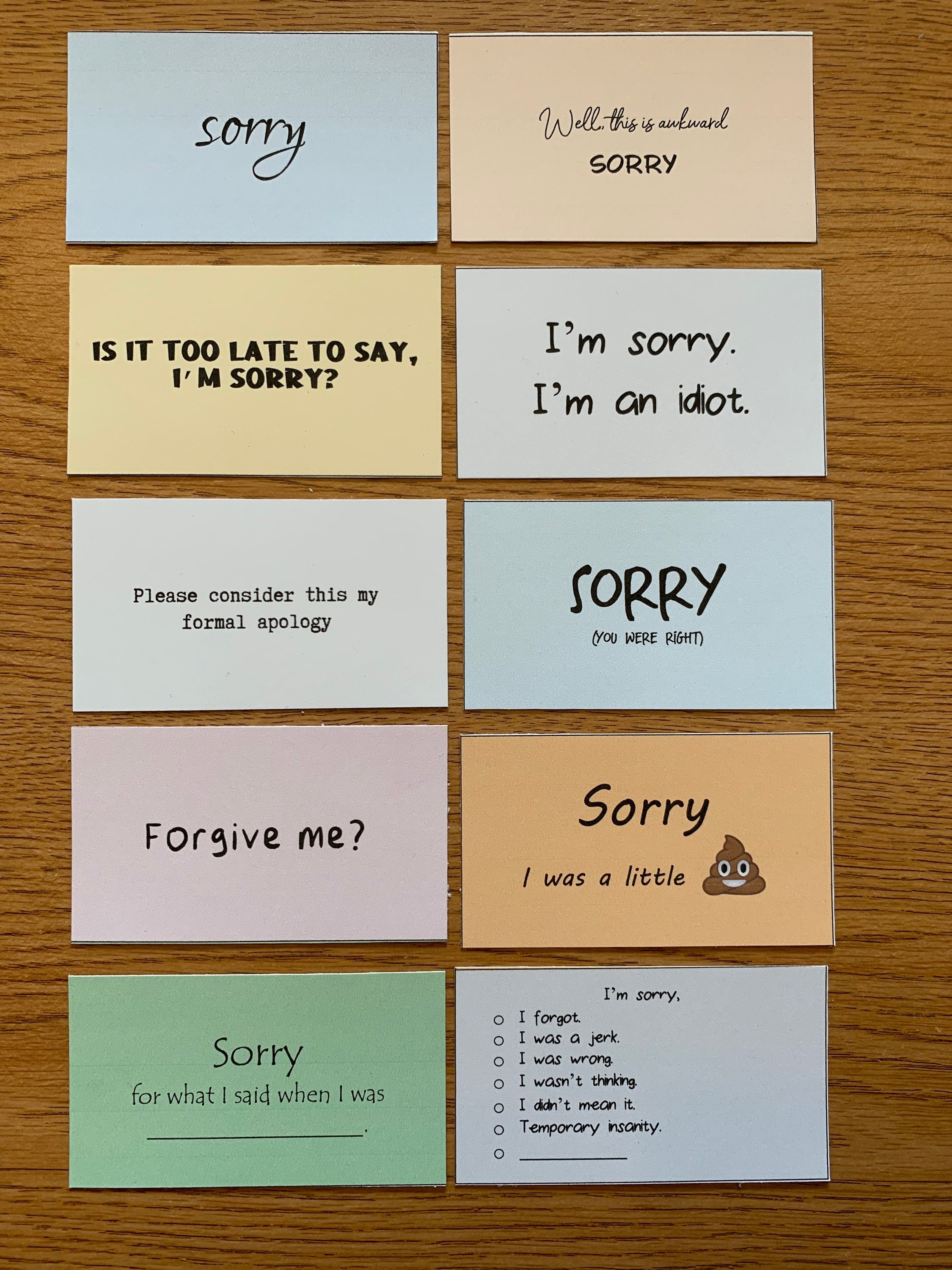 Printable Apology Mini Cards, Set of 10, Instant Download, I'm Sorry ...