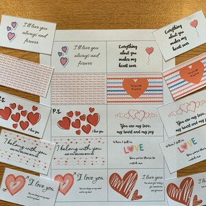 Printable LOVENOTES Mini Cards, Set of 10, Mini Cards, I Love You Card ...