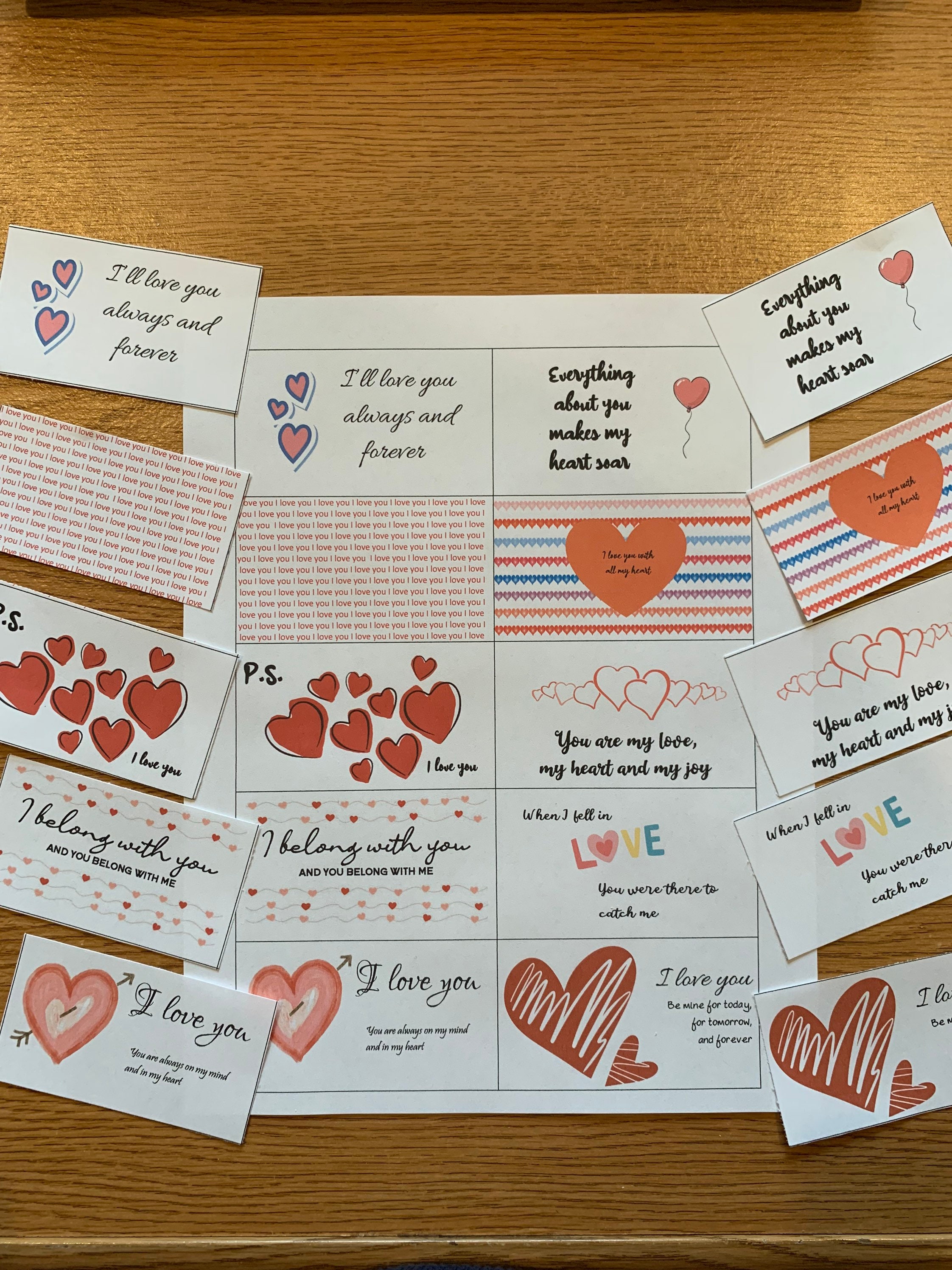 Printable LOVENOTES Mini Cards, Set of 10, Mini Cards, I Love You Card ...