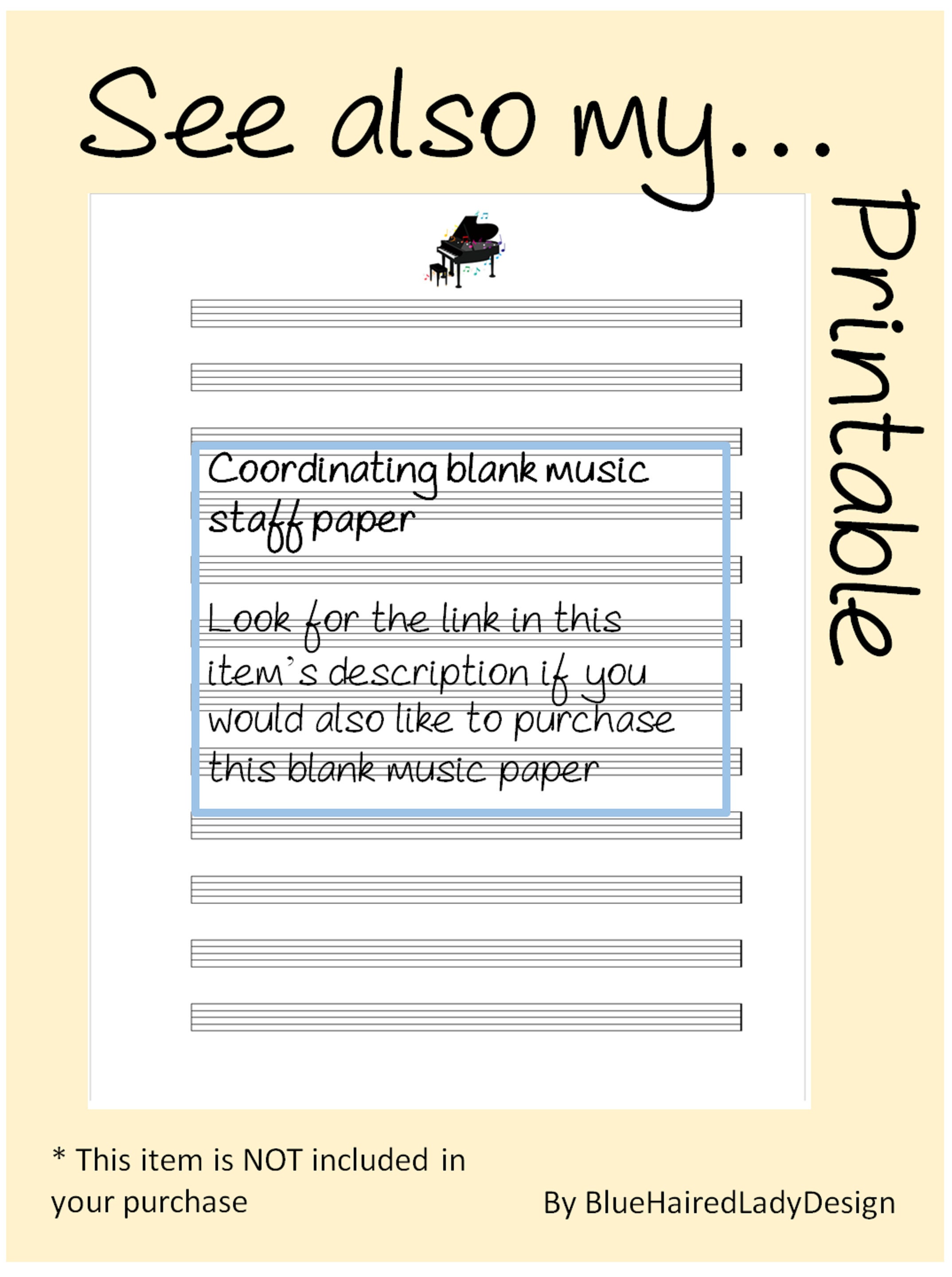 PIANO Printable Stationery Paper Set to Do List & Memo | Etsy