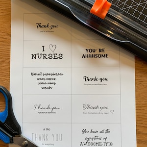 Printable NURSE Thank You Cards, Set of 10, Mini Cards, Instant ...