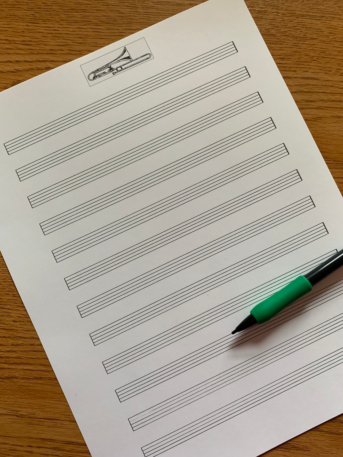 TROMBONE Printable Sheet Music Paper | Instant Download | Blank Staff ...