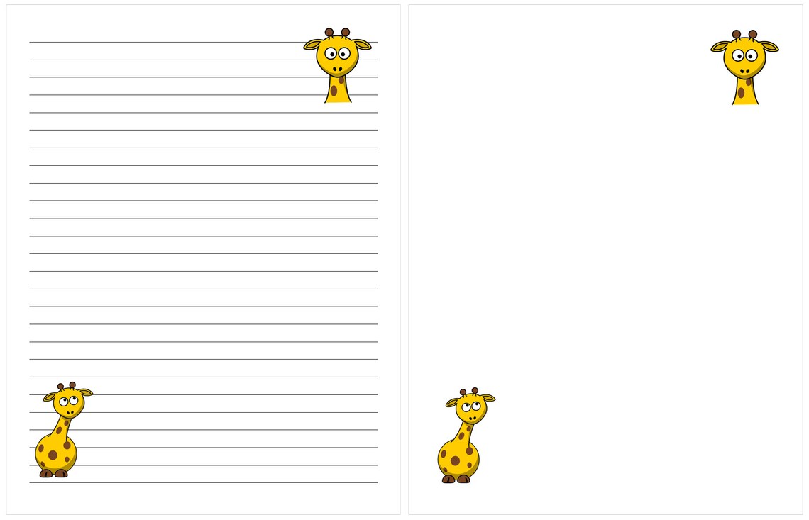 Baby Giraffe Printable Stationery Paper Set | Lined Unlined | Digital ...