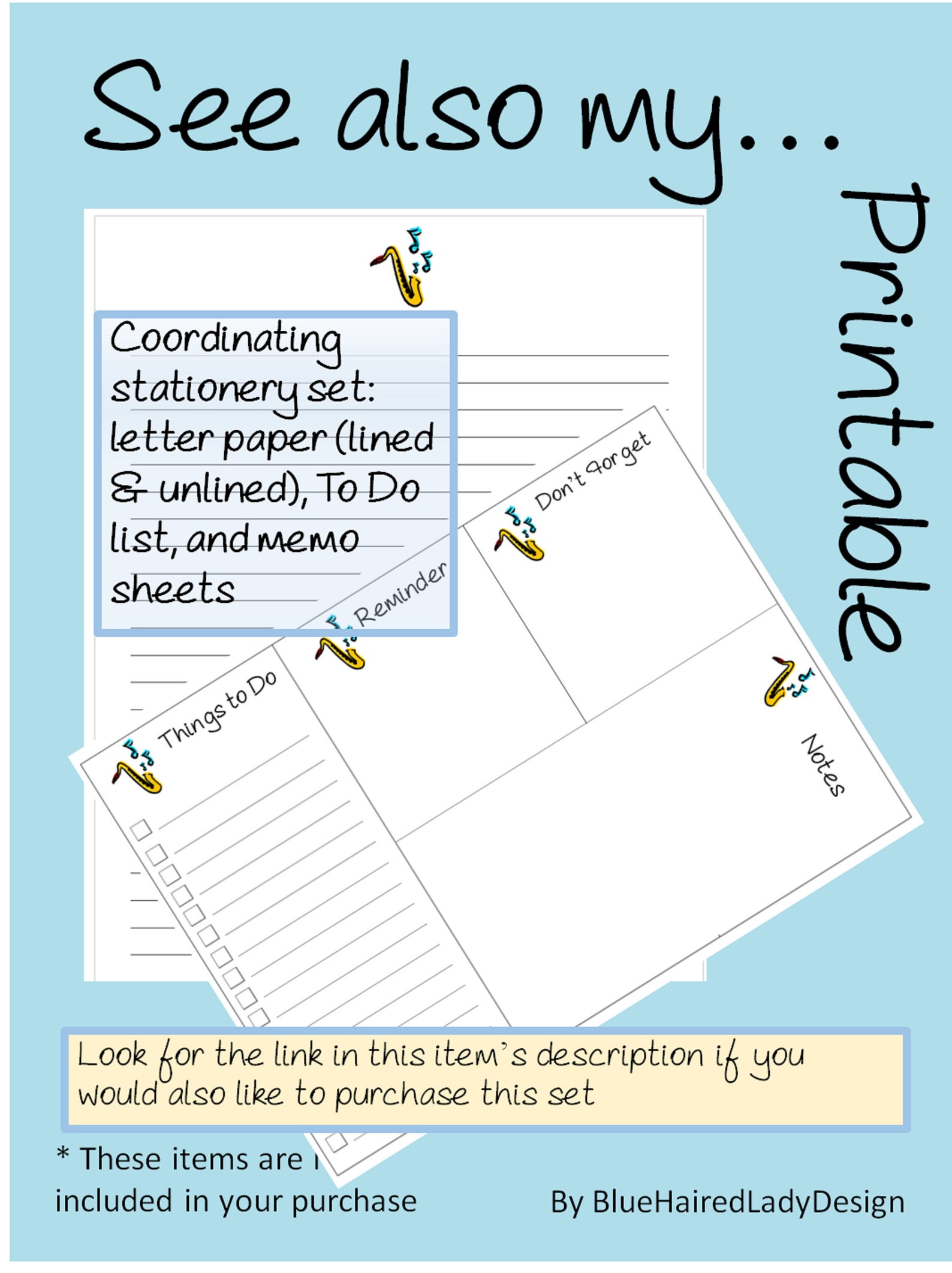 SAXOPHONE Printable Sheet Music Paper | Instant Download | Blank Staff ...