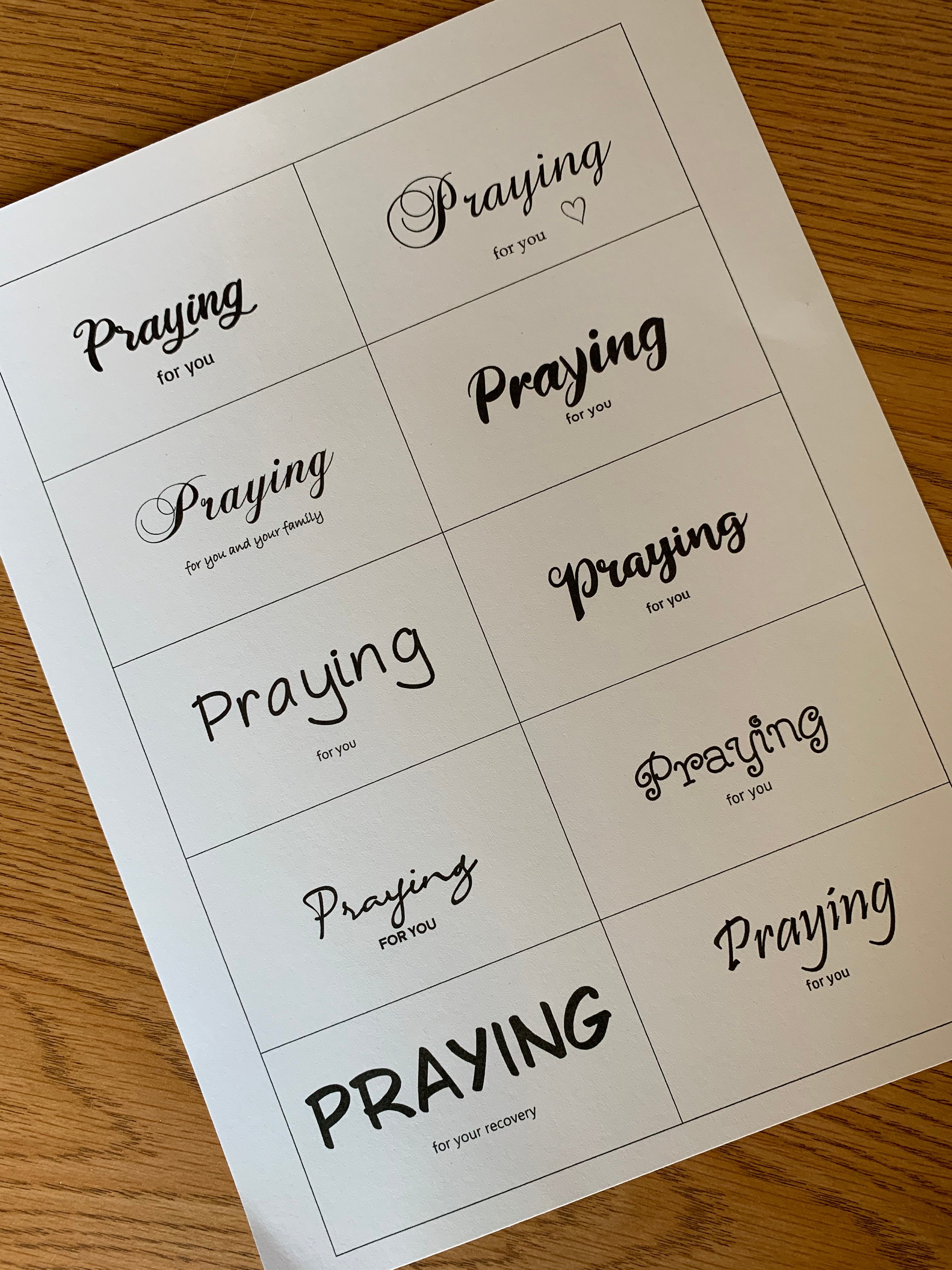 Printable PRAYING FOR YOU Cards, Set of 10, Mini Cards, Instant ...