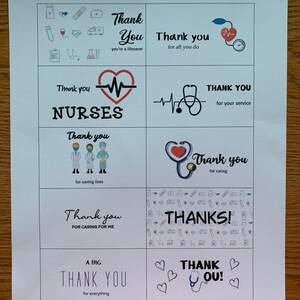 Printable NURSE Thank You Cards, Set of 10, Mini Cards, Instant ...
