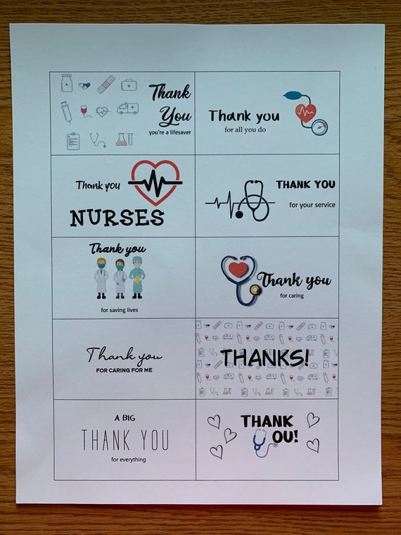 Nurse Line Card Printable Poster, Foto Vector Set Of Continuous Line