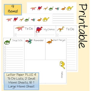 Dinosaurs Printable Stationery Set + to Do Lists & Memo Sheets (9 Items ...