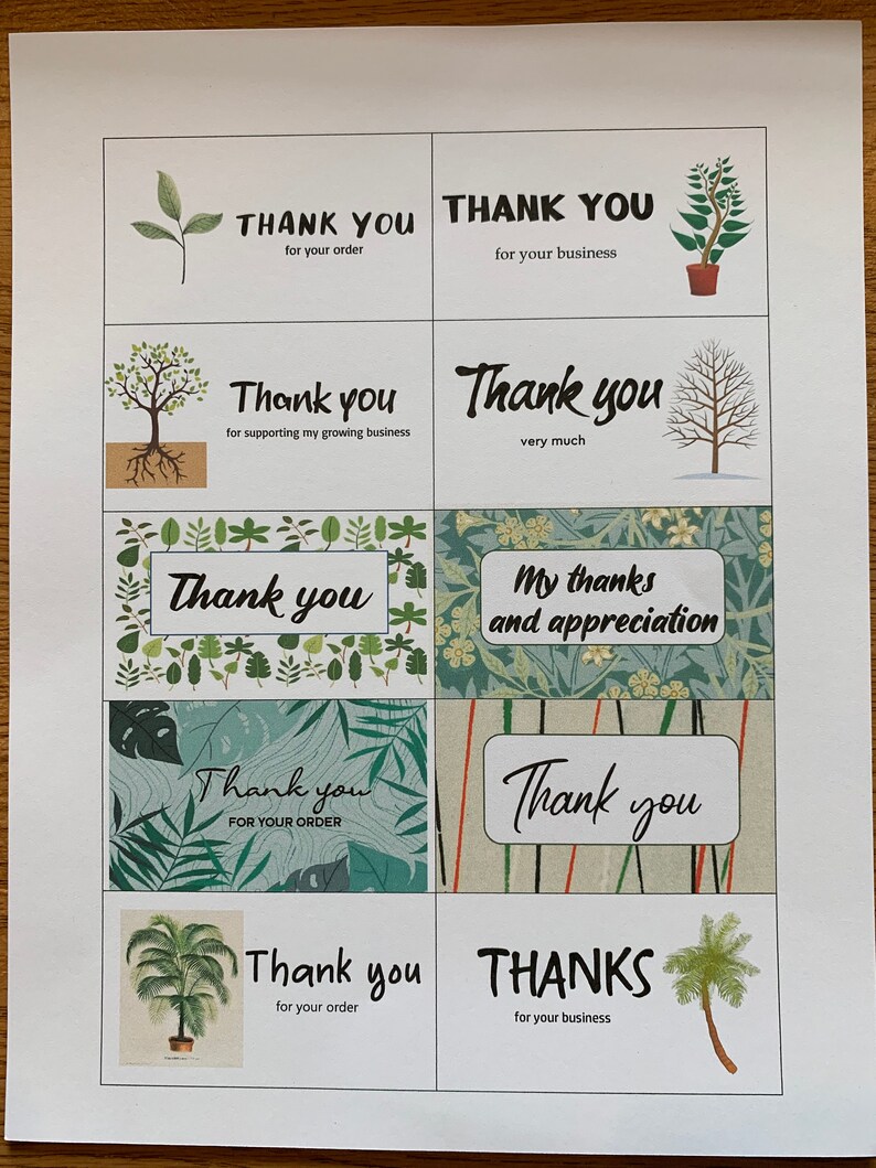 Printable THANK YOU for Your Order Cards, Set of 10, Mini Cards ...