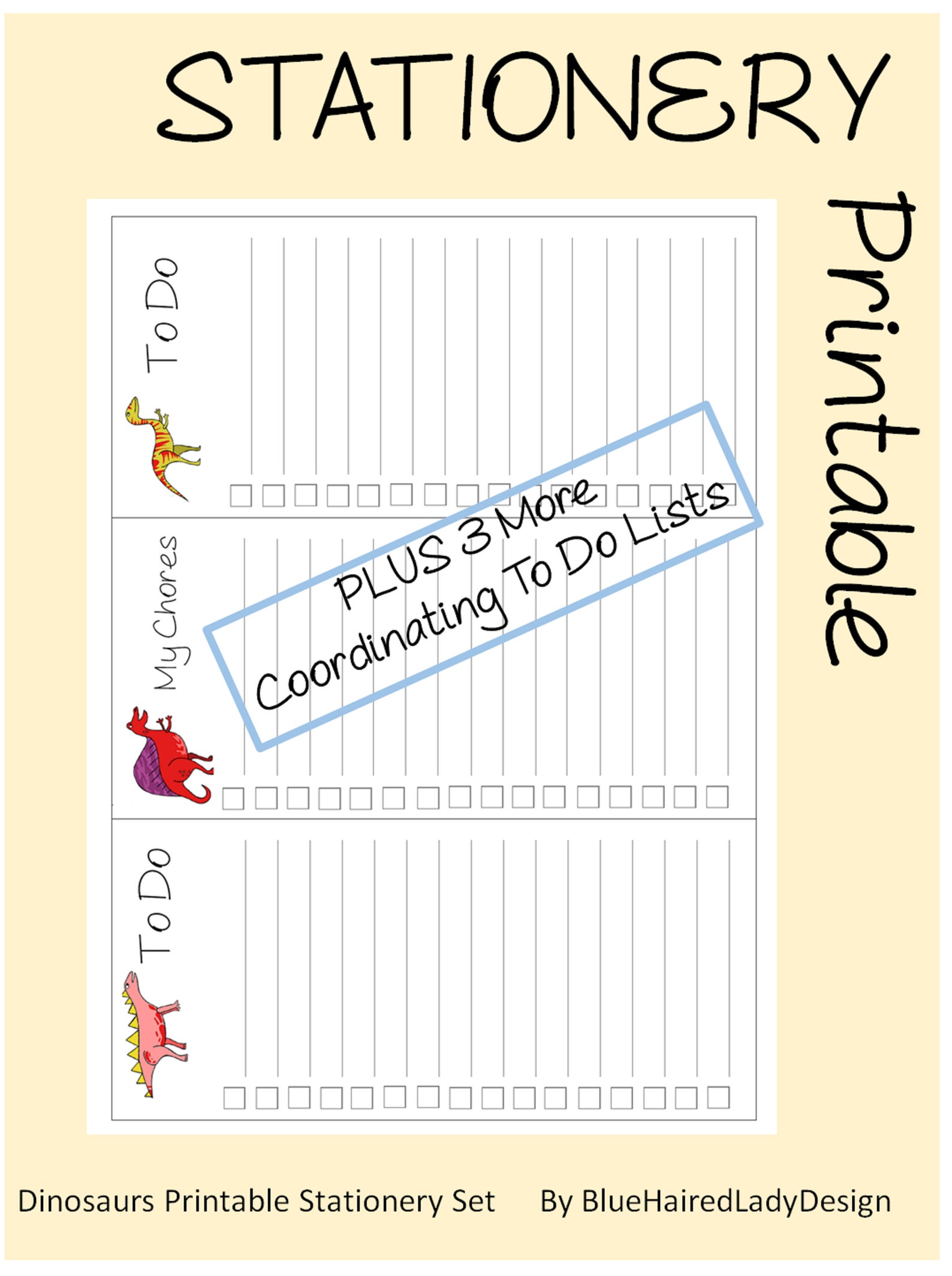 Dinosaurs Printable Stationery Set + to Do Lists & Memo Sheets (9 Items ...
