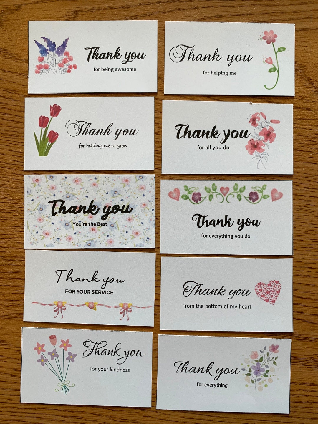 Printable THANK YOU Cards, Set of 10, Mini Cards, Instant Download ...