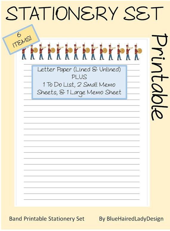 MARCHING BAND Printable Stationery Set to Do List & Memo | Etsy