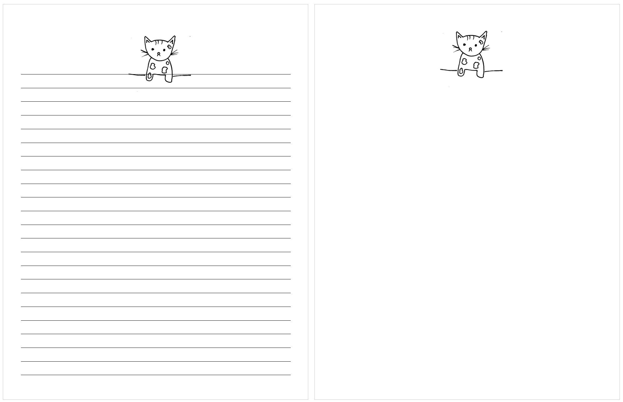 Cat printable stationery paper 8.5x11 Lined | Etsy