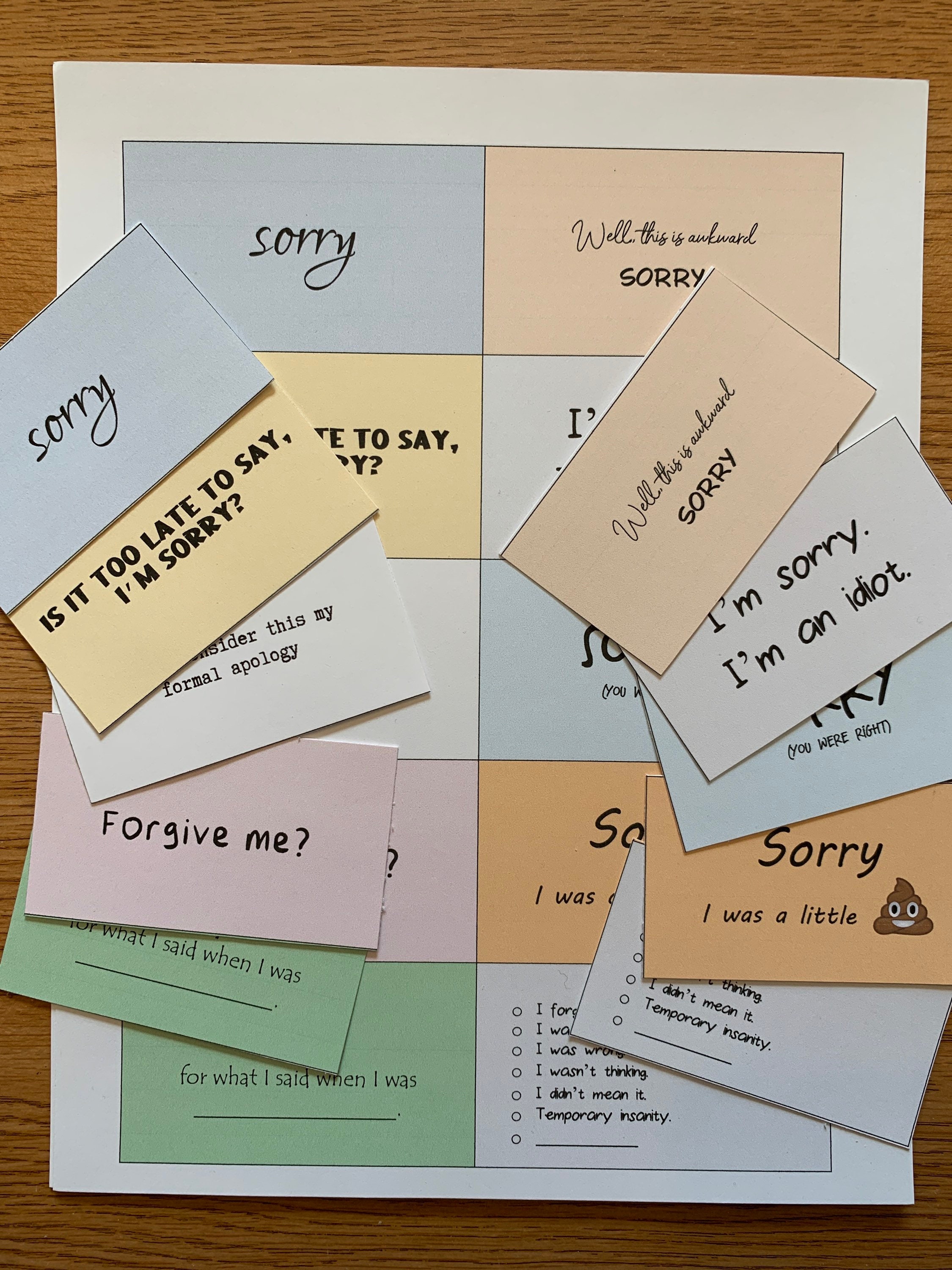 Printable Apology Mini Cards, Set of 10, Instant Download, I'm Sorry ...