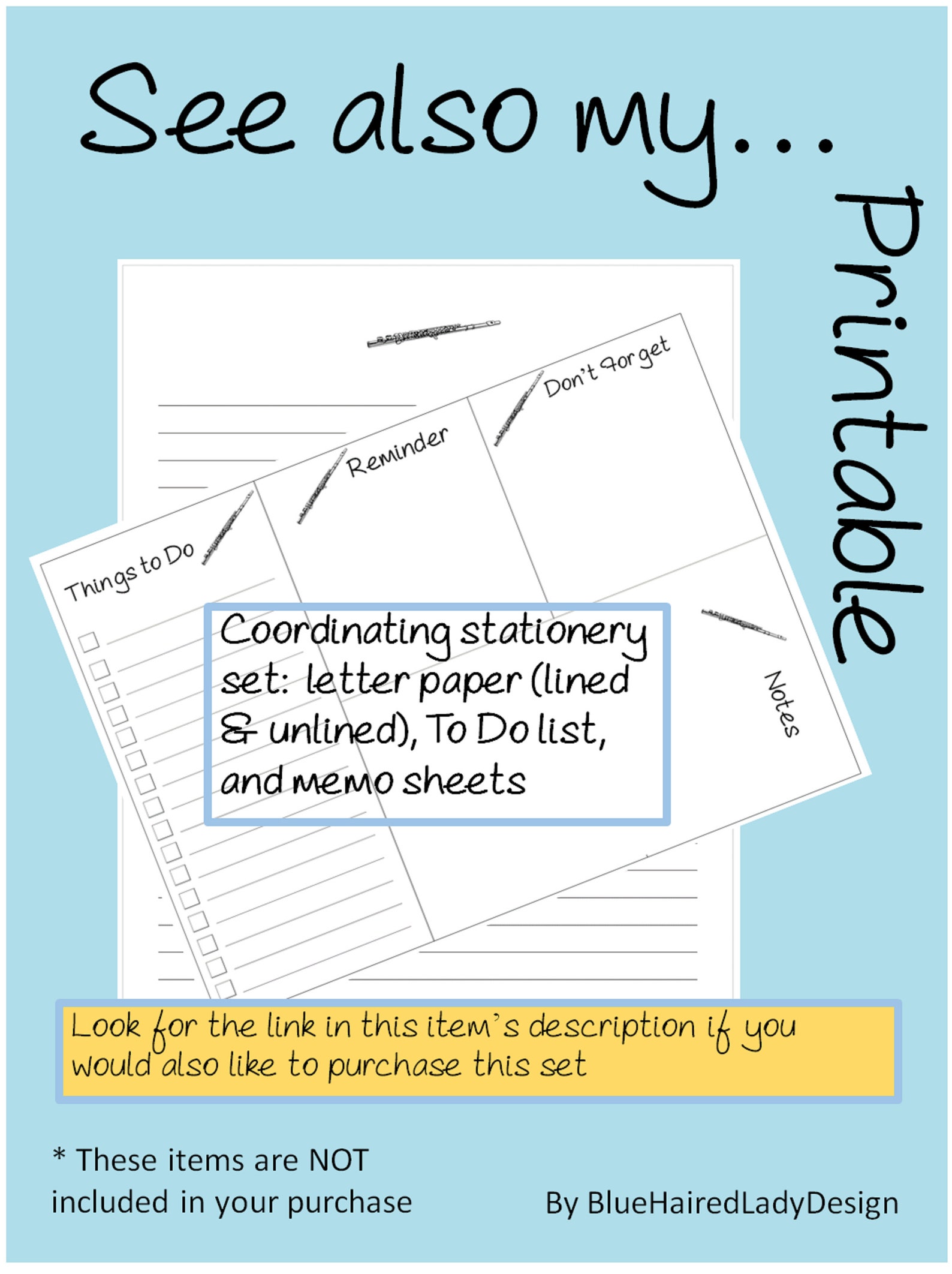 FLUTE Printable Sheet Music Paper | Instant Download | Blank Staff ...