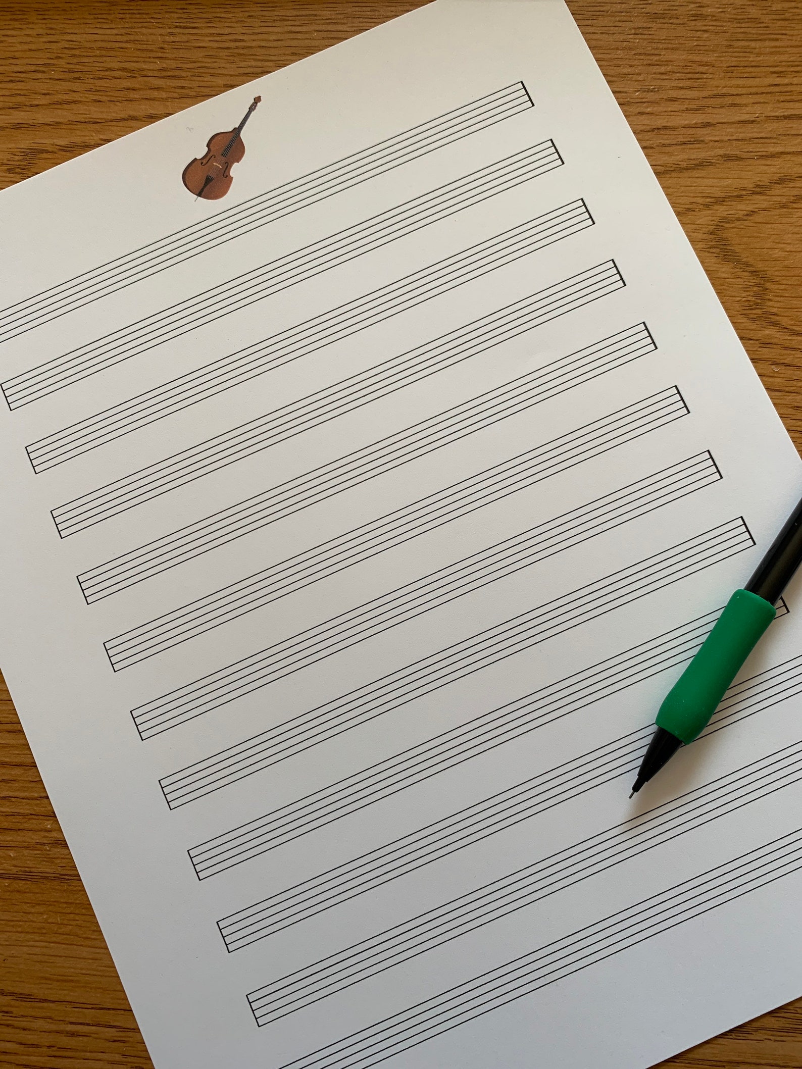 Double Bass Printable Sheet Music Paper | Instant Download | Blank ...