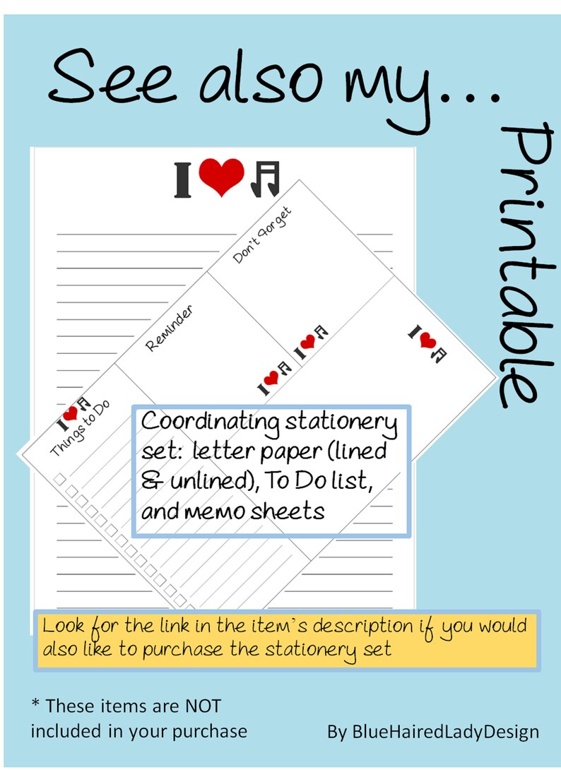 I Love Music Printable Sheet Music Paper | Instant Download | Blank ...