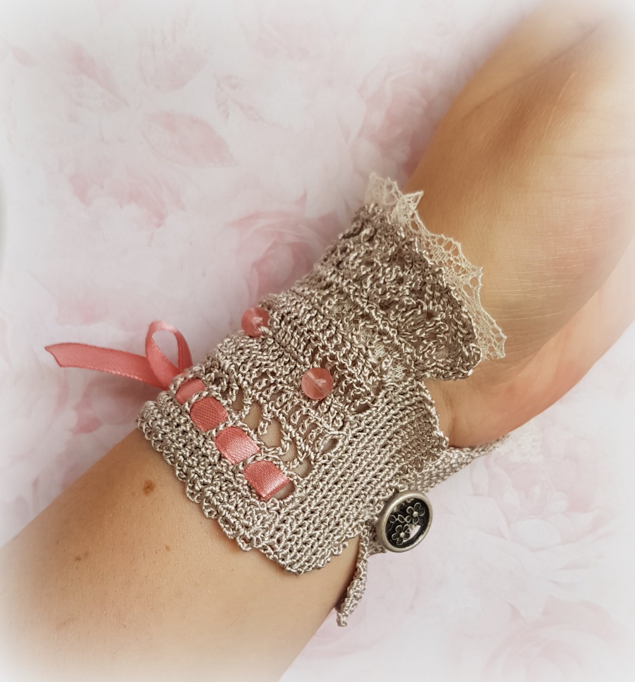 Crochet bracelet/cuff | Etsy