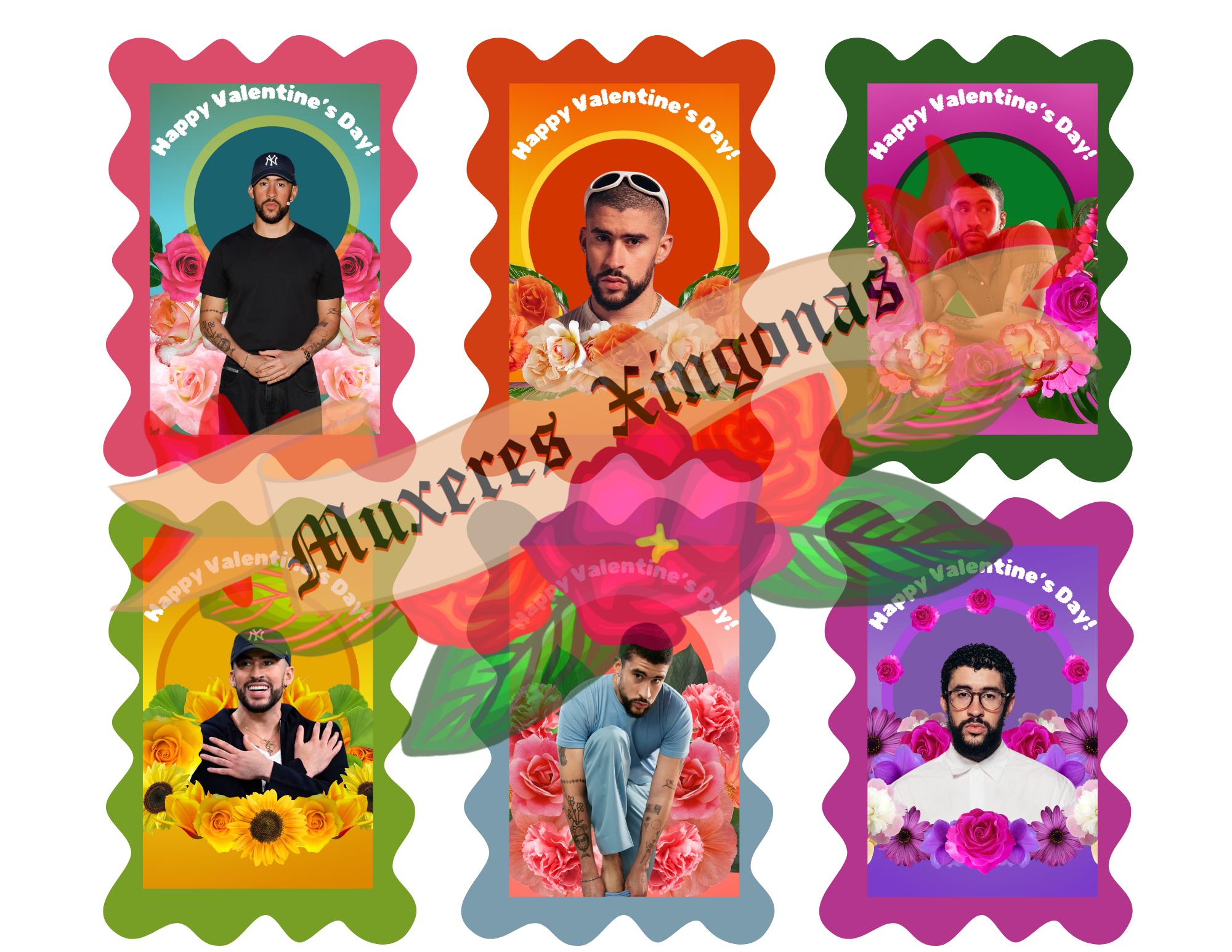 Printable Mini Bad Bunny Valentine’s Day Cards PDF - Set of 6 Digital ...