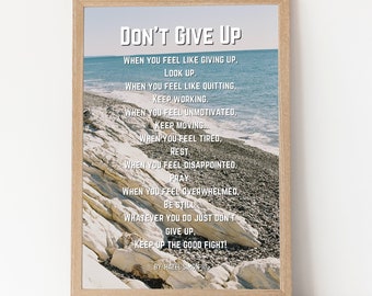 Don't Give up Poem Christian Inspirational Printable Poem Gift, Don't ...