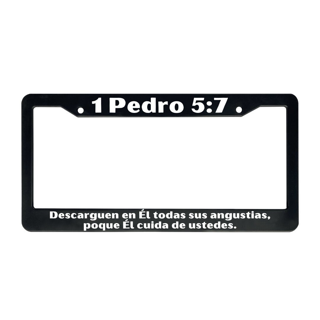 1 Pedro 5:7 Christian Spanish License Plate Frame Porta Placas ...