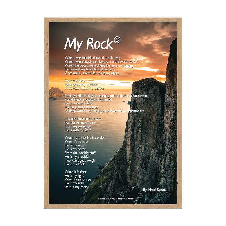 My Rock Christian Printable Poem Gift My Rock Christian Poem - Etsy